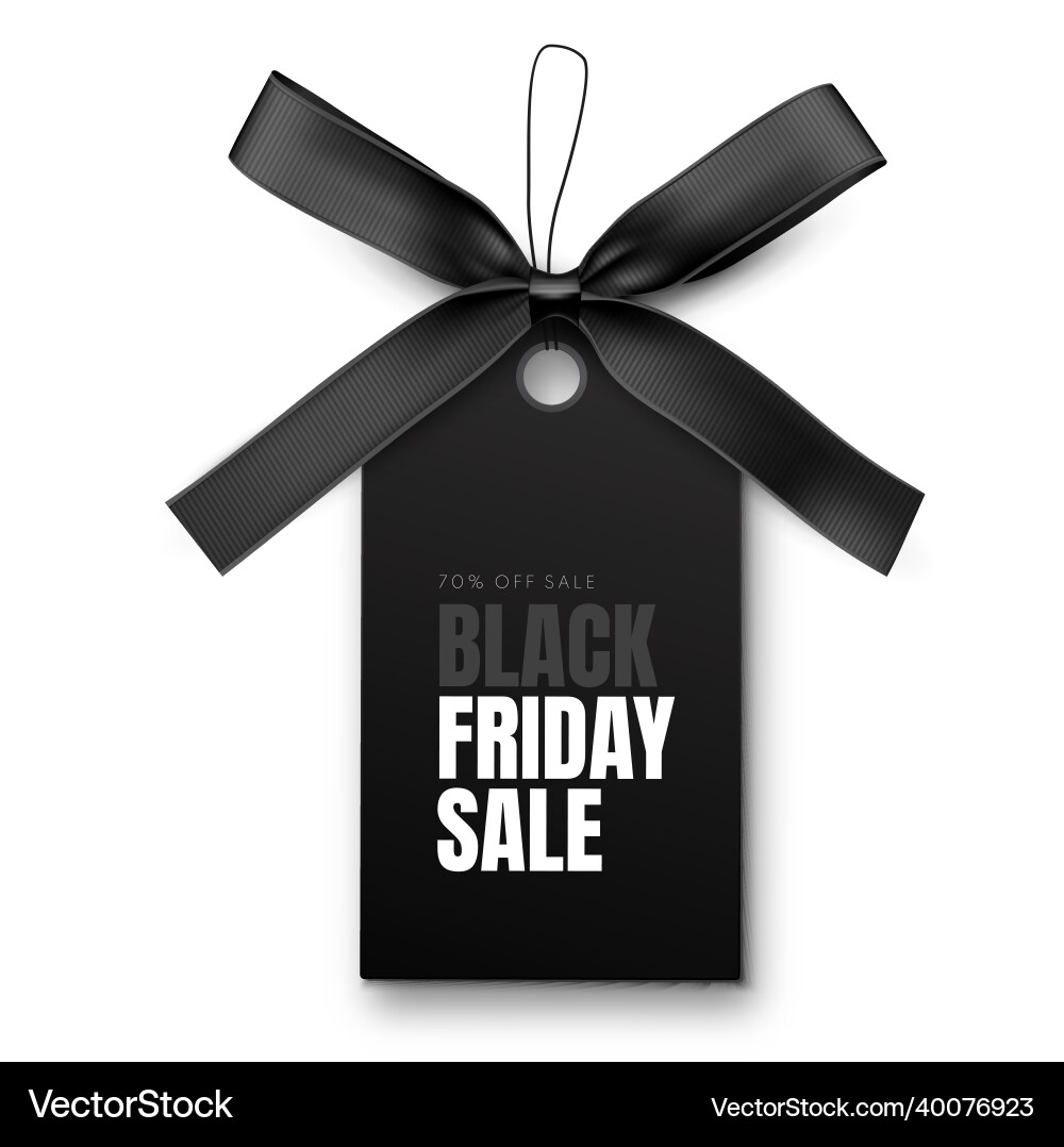 Black friday sale label with bow Royalty Free Vector Image