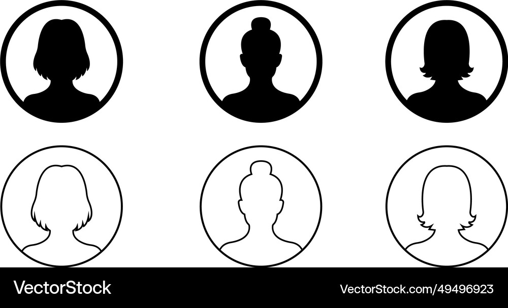 Business avatar profile black icon set collection Vector Image