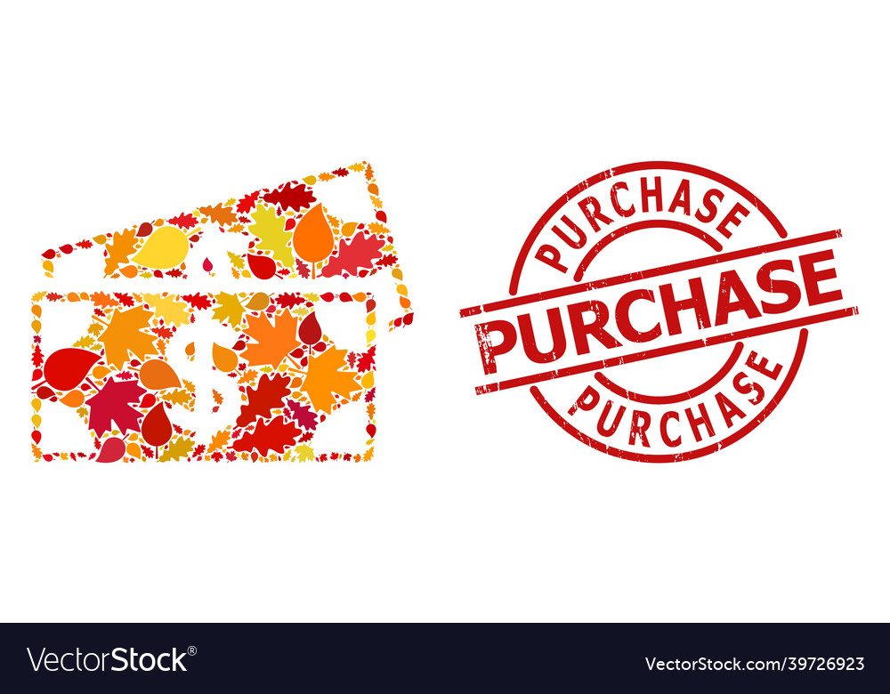 Distress purchase watermark and dollar banknotes Vector Image