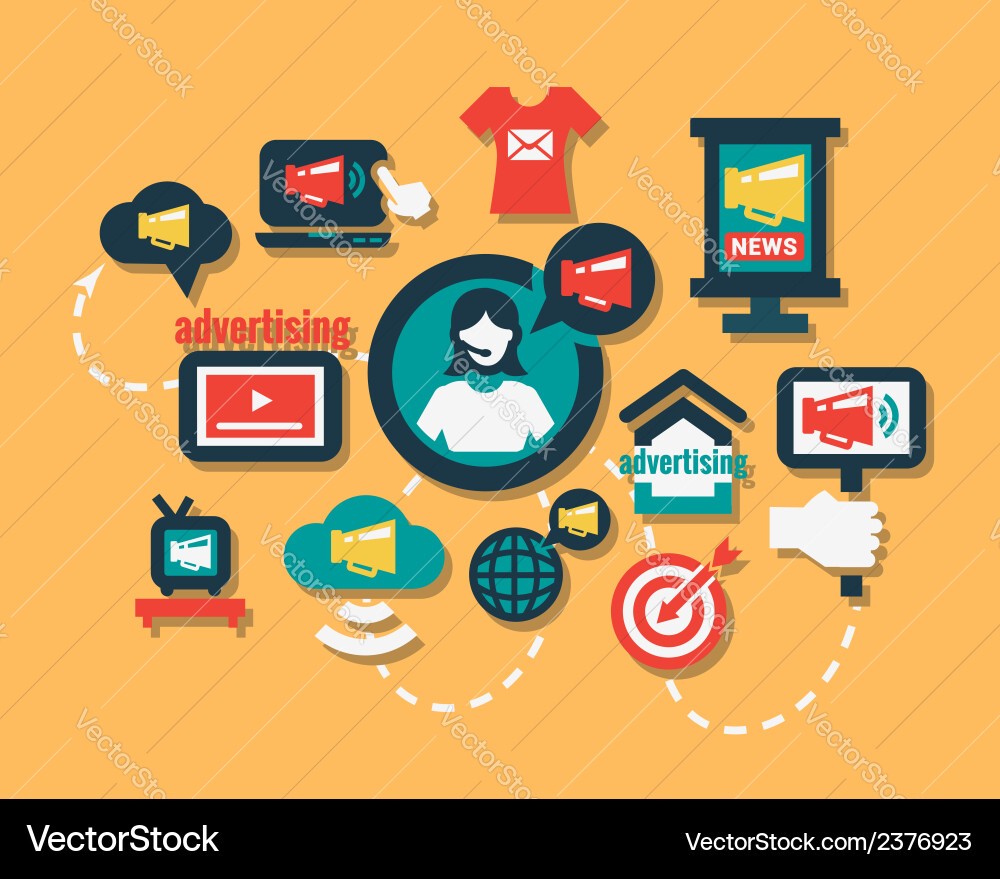 Flat advertising simbols and signs Royalty Free Vector Image