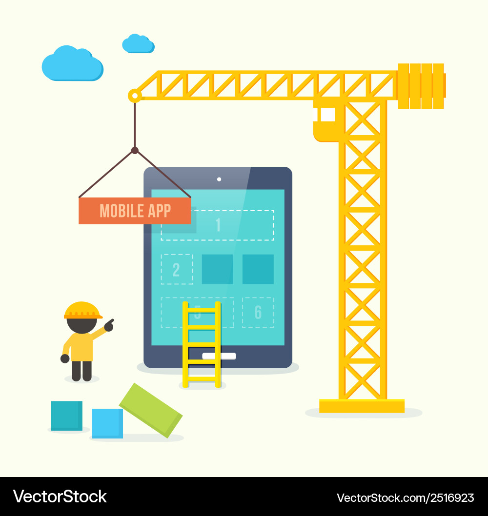 Flat style concept of mobile app developement Vector Image