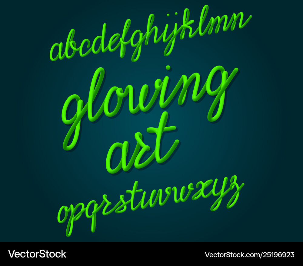 Glowing art typeface bright tubular font Vector Image