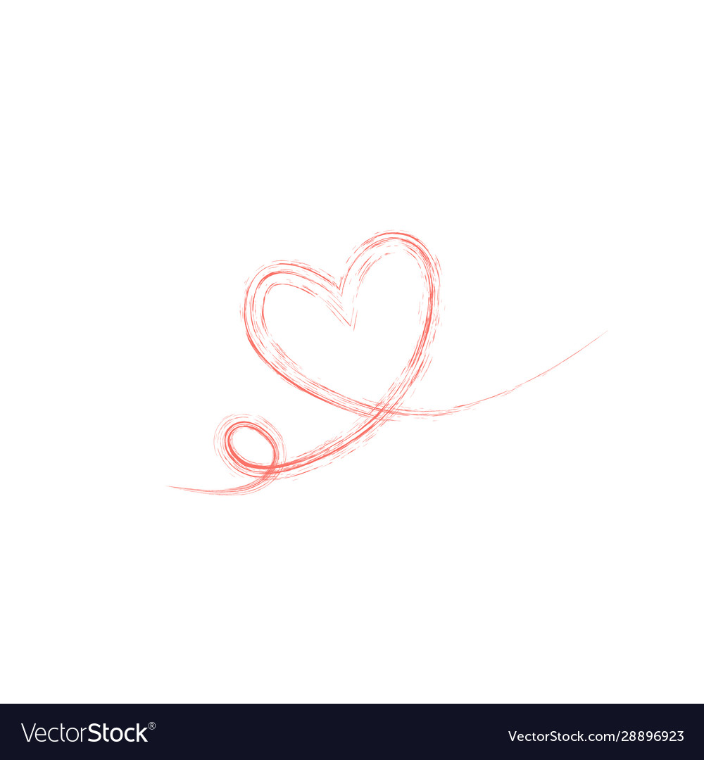Heart In Continuous Drawing Lines In A Flat Style Vector Image