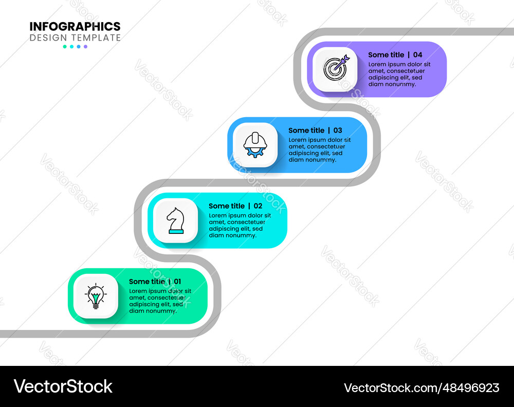 Infographic template rectangular line with 4 steps