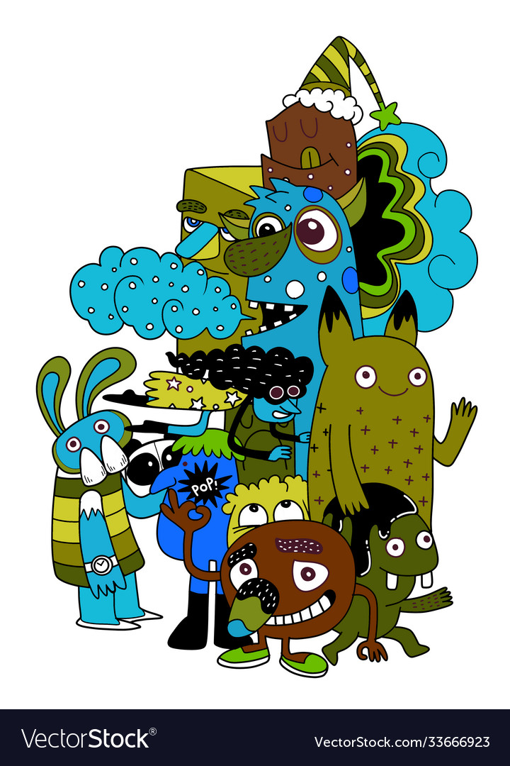 Monsters and cute alien friendly cool Royalty Free Vector