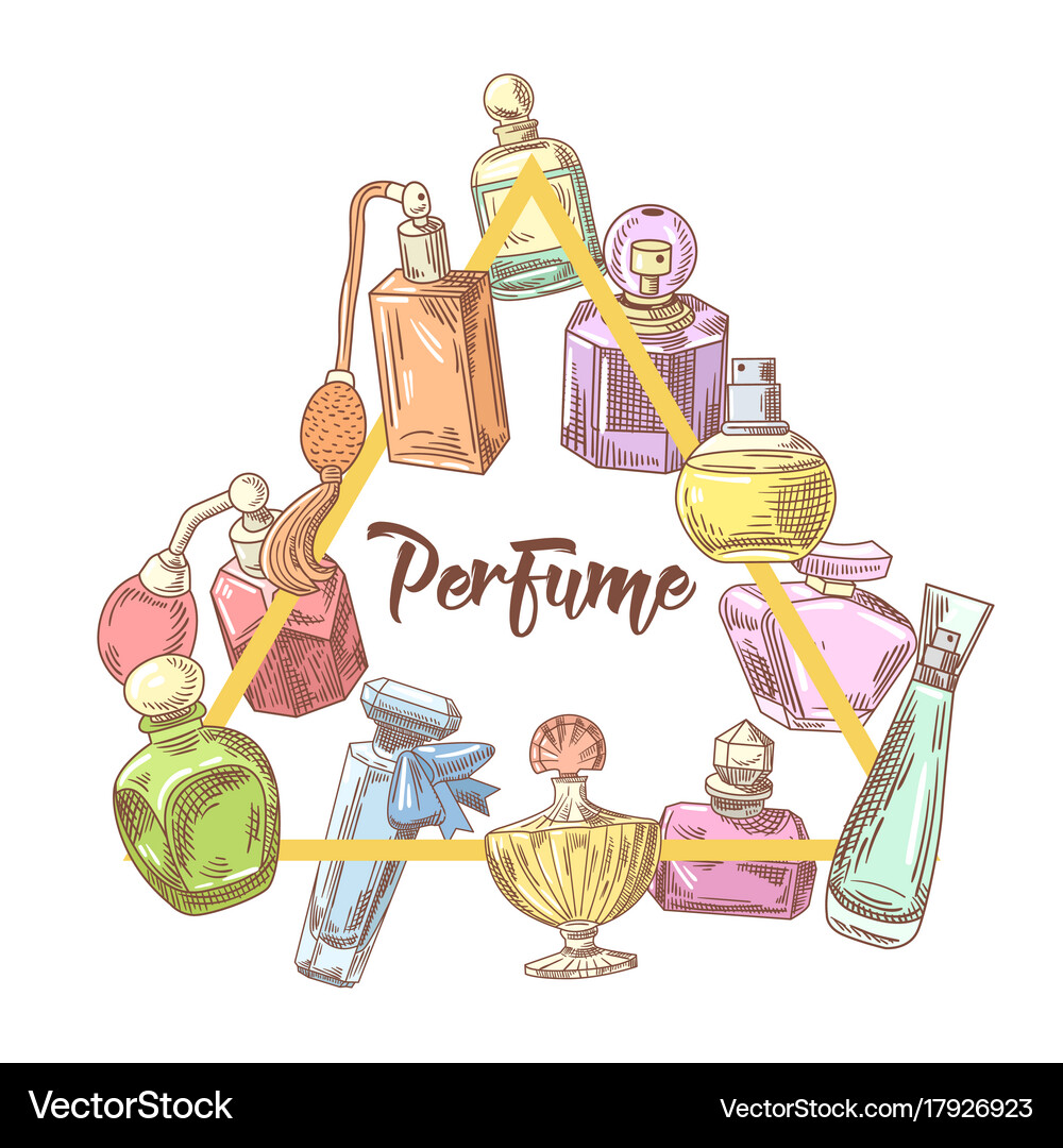 Perfume bottles hand drawn doodle Royalty Free Vector Image