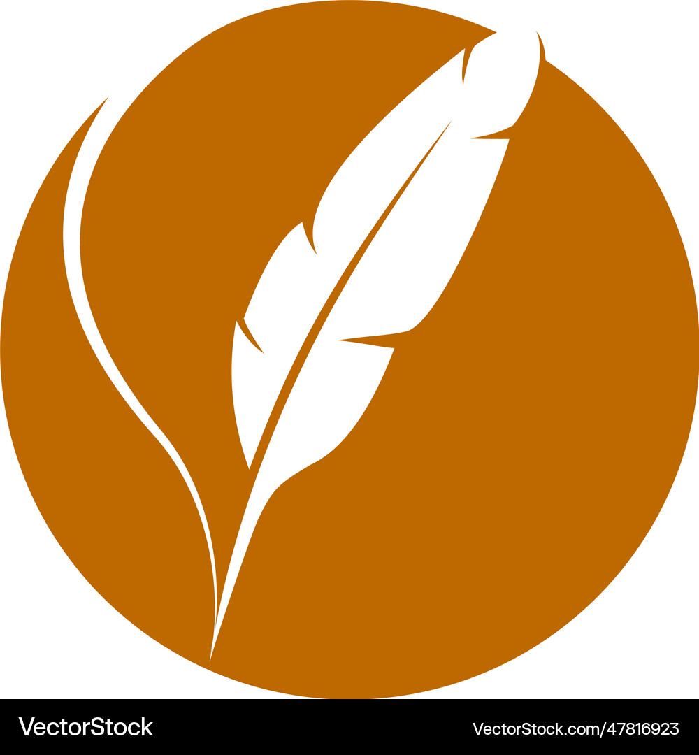 Vintage feather quill pen logo Royalty Free Vector Image