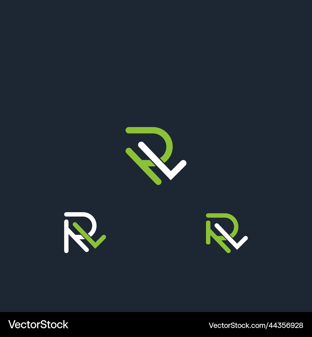 Alphabet initials logo lr rl l and r Royalty Free Vector