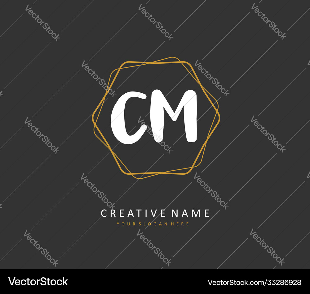 C m cm initial letter handwriting and signature Vector Image
