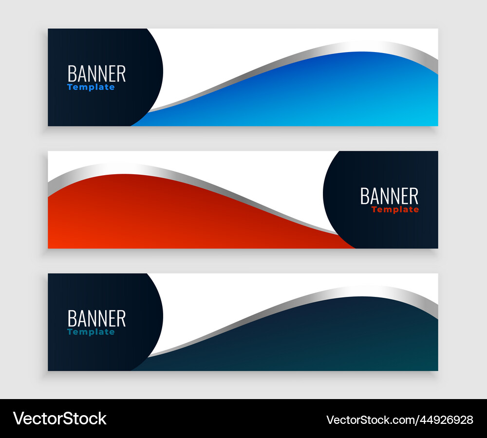 Clean modern wave business banners set design Vector Image