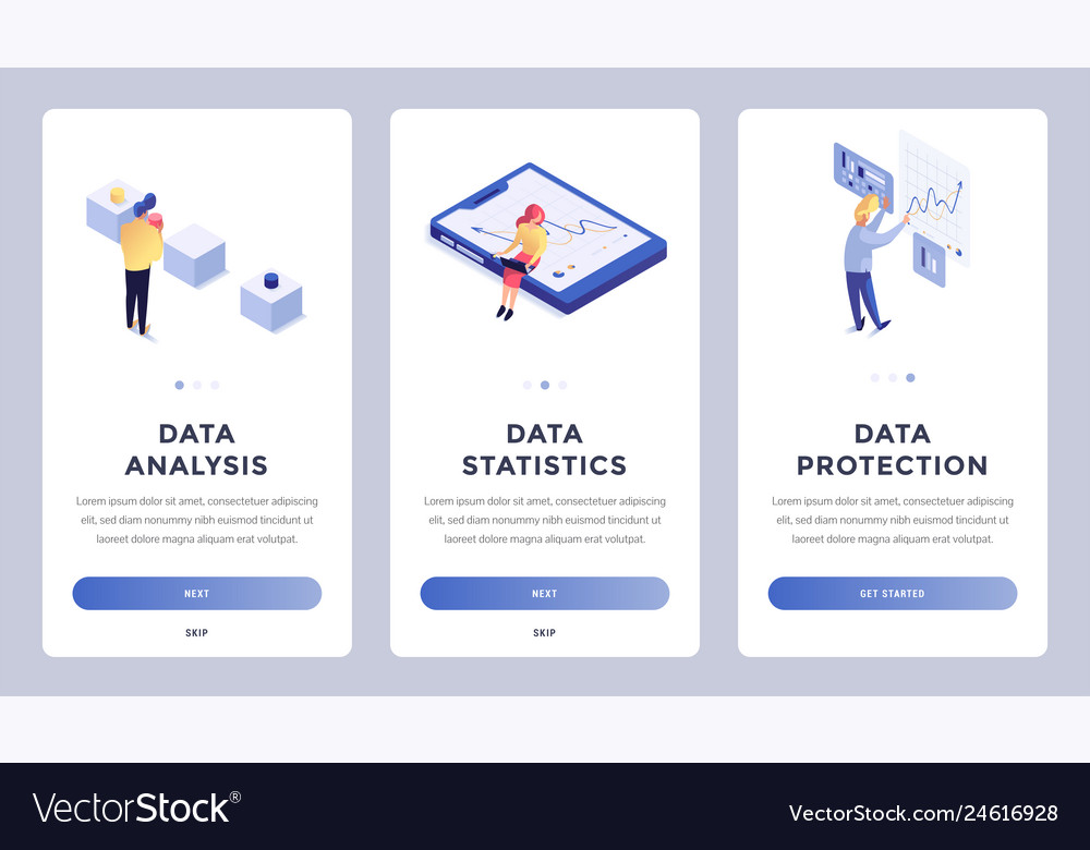Data isometric landing page Royalty Free Vector Image