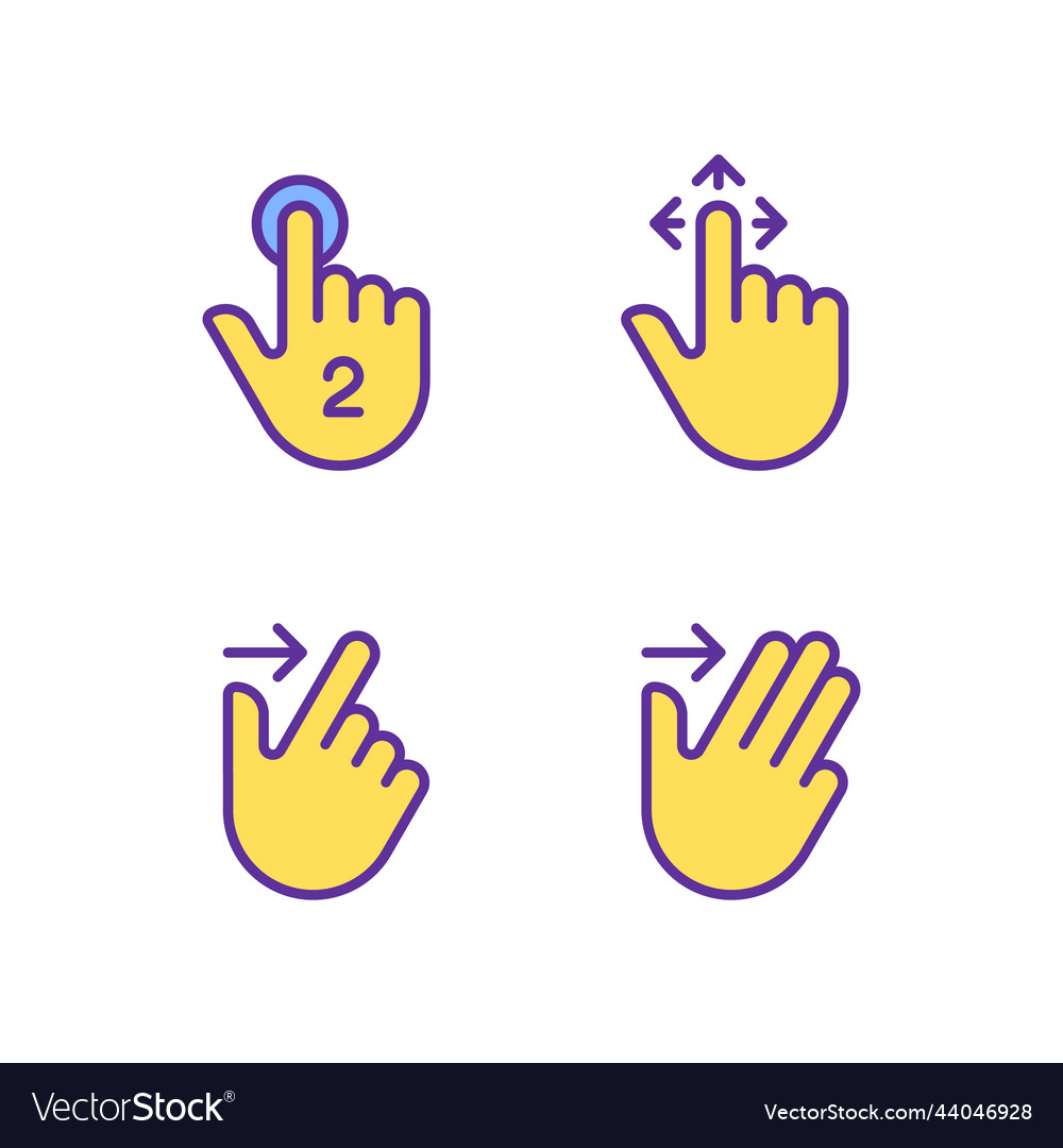 Drag and swipe gestures pixel perfect yellow rgb Vector Image Drag and swipe gestures pixel perfect yellow rgb Vector Image