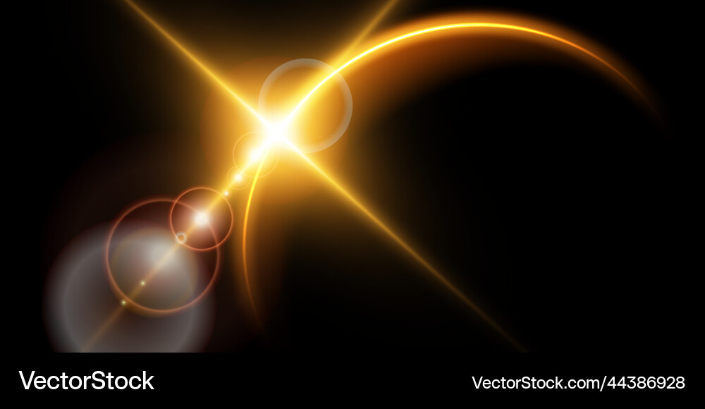 Edge of a golden solar eclipse on black Royalty Free Vector