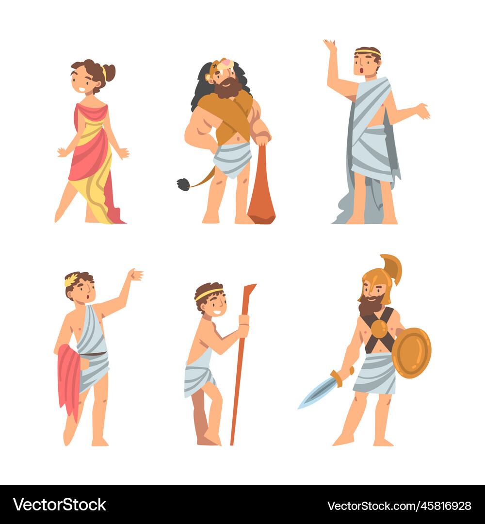 Greeks or hellenes people character in ethnic Vector Image