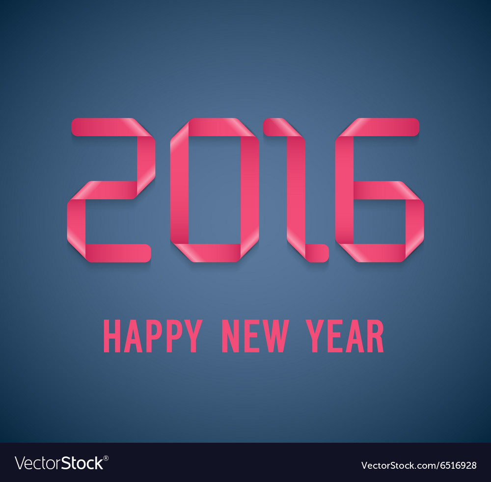 Happy new year 2016 paper postcard Royalty Free Vector Image
