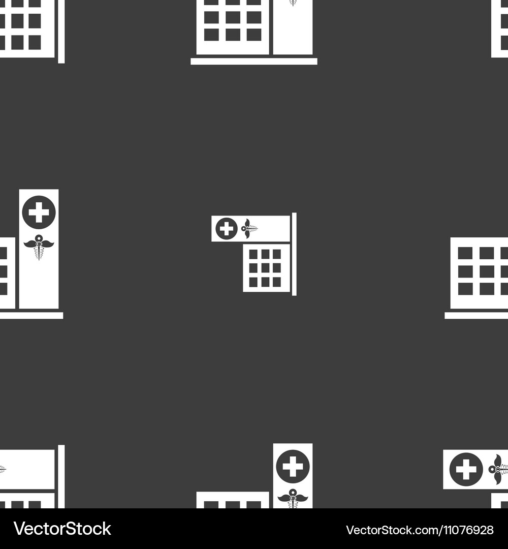 Hospital icon sign seamless pattern on a gray Vector Image