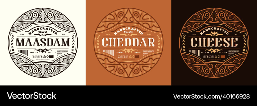 Set of template decorative label for cheese Vector Image