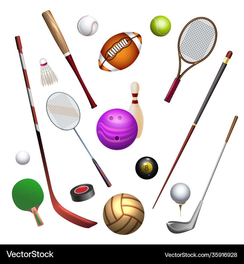 Sport inventory icons Royalty Free Vector Image