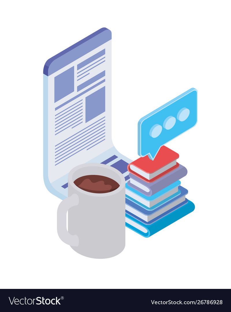 Stack books with office objects on white Vector Image
