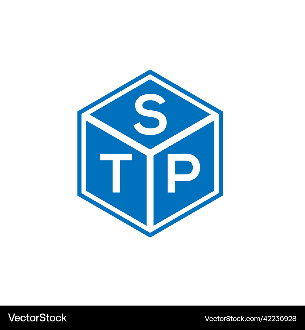 Stp letter logo design on black background Vector Image