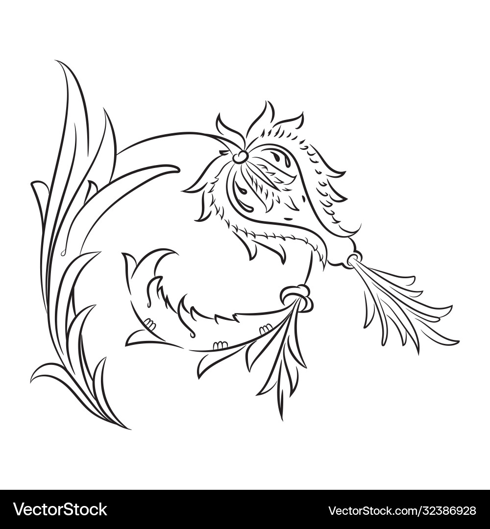Traditional turkish style floral drawing Vector Image