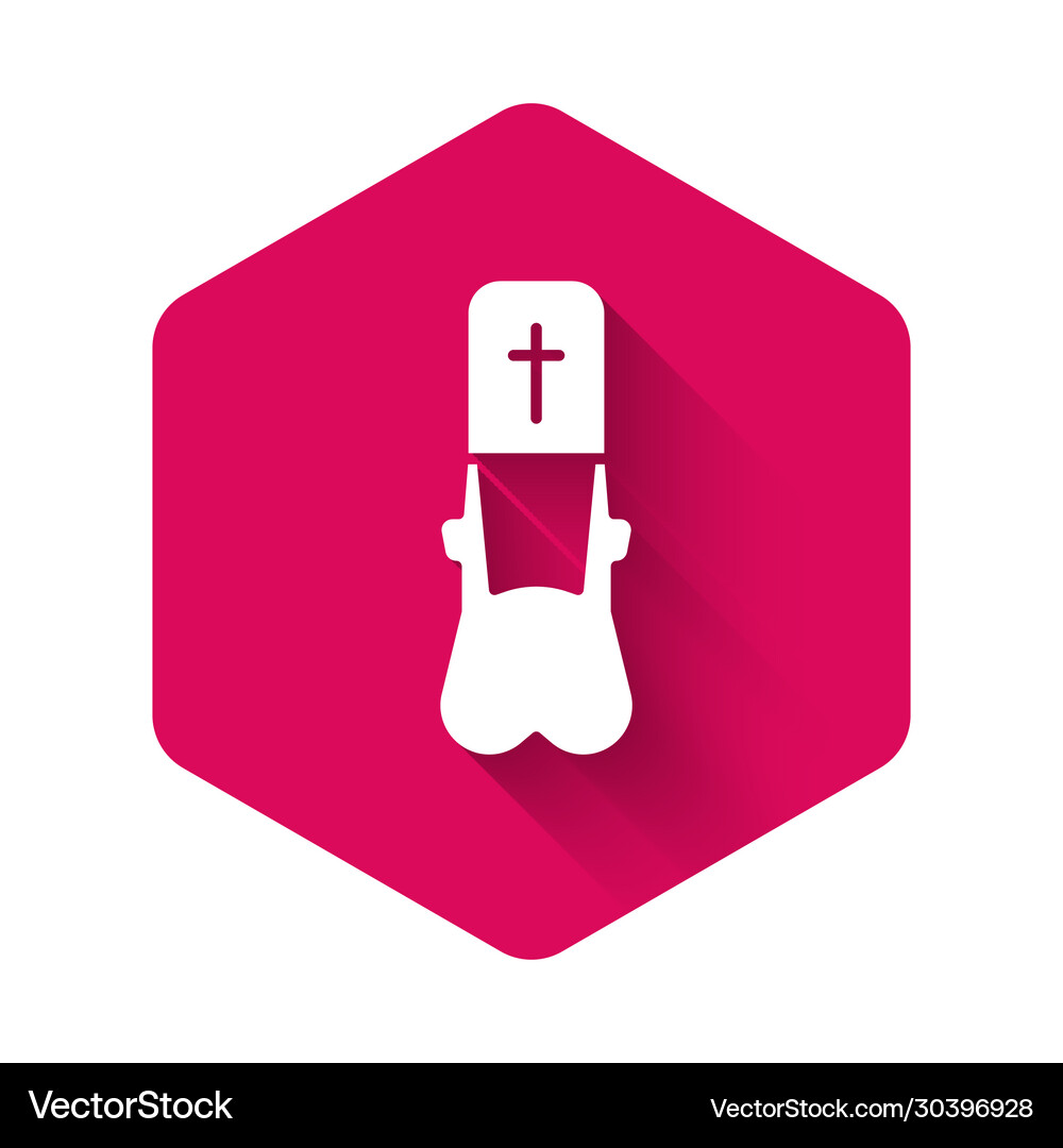White priest icon isolated with long shadow pink Vector Image