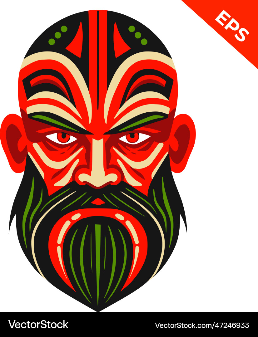 Bald head man beard tribal mask indigenous Vector Image