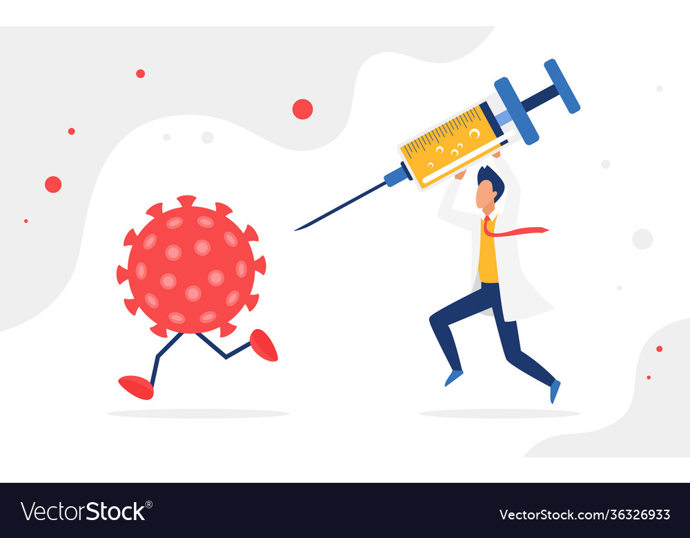 Fight coronavirus vaccination concept viral cell Vector Image Fight coronavirus vaccination concept viral cell Vector Image