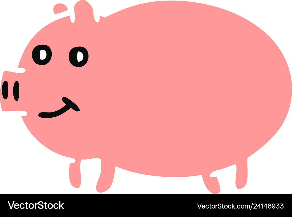 Flat color retro cartoon pig Royalty Free Vector Image