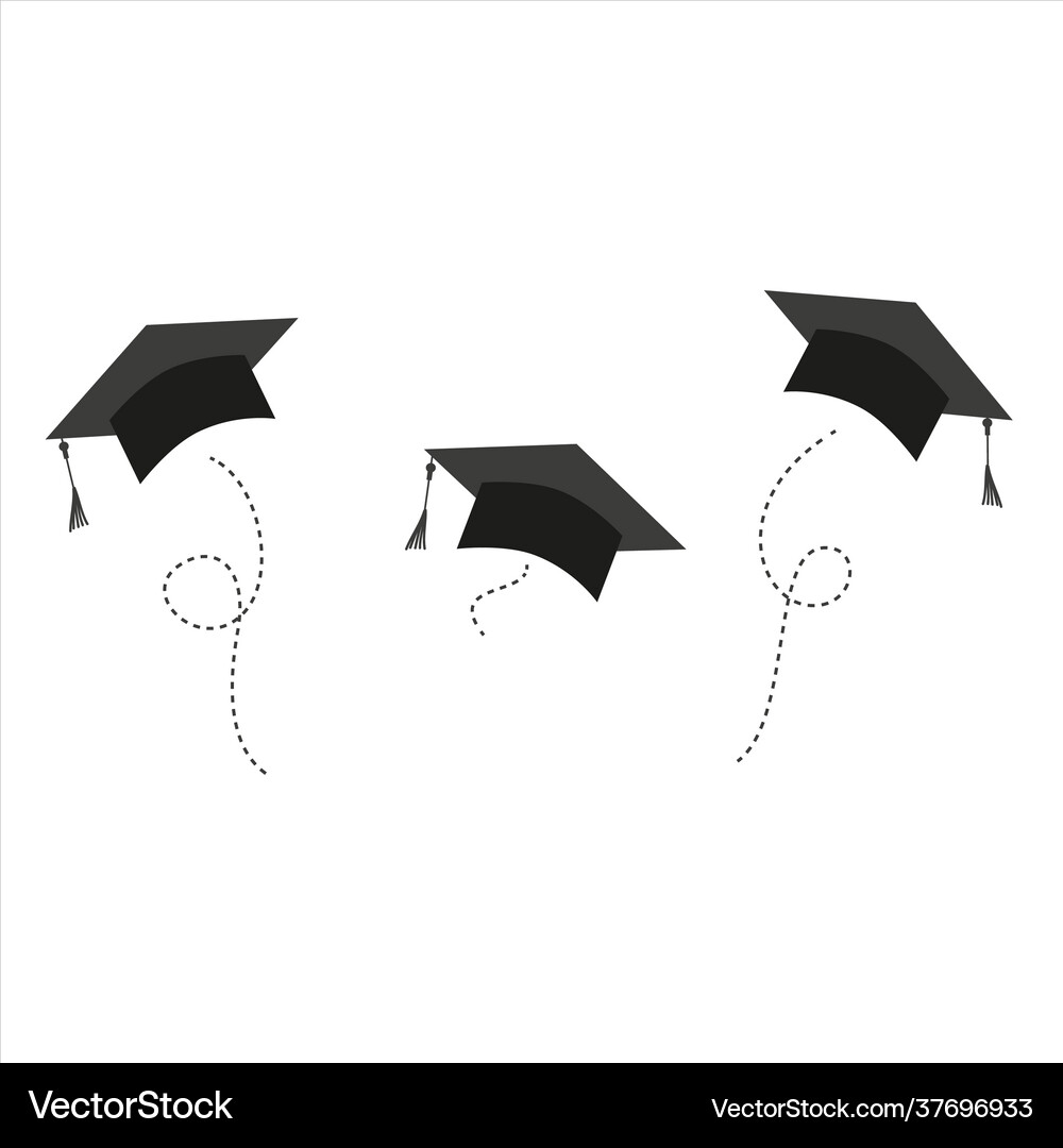 Graduation caps thrown up concept without Vector Image
