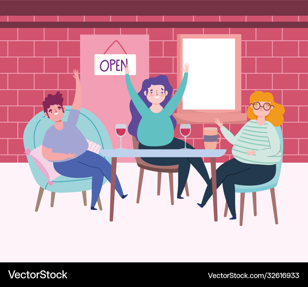 Social distancing restaurant or a cafe man Vector Image