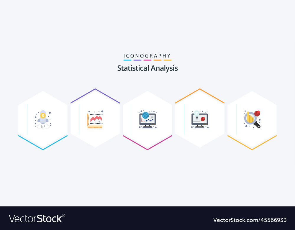 Statistical analysis 25 flat icon pack including Vector Image