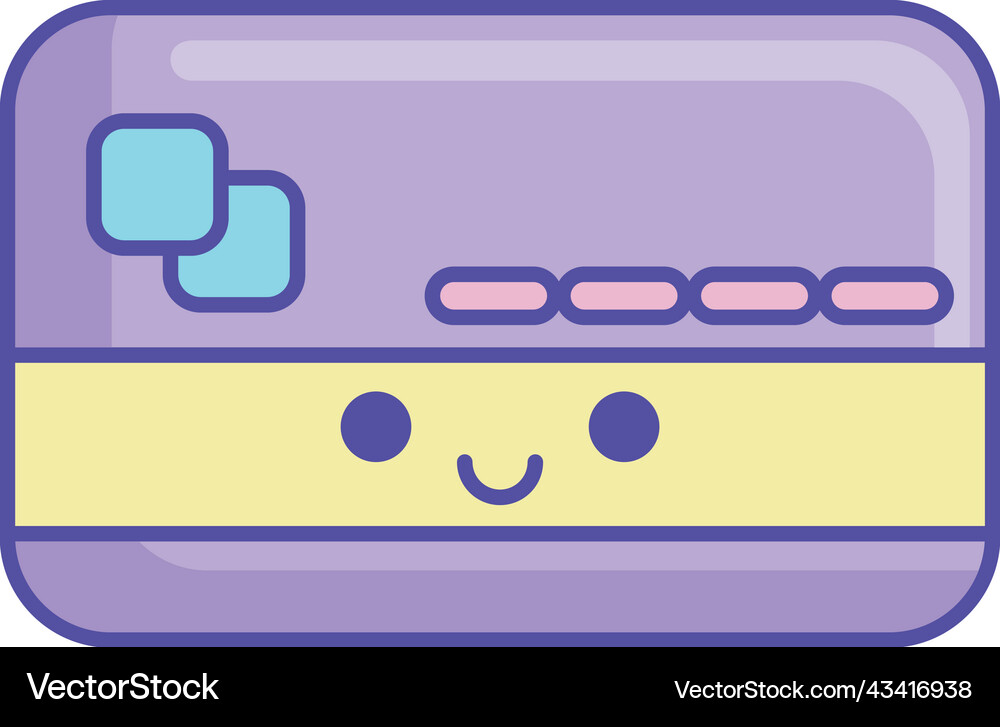 Bank card kawaii Royalty Free Vector Image - VectorStock