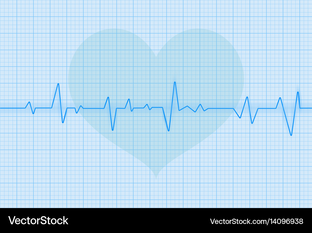 Blue electrocardiogram with heart symbol Vector Image