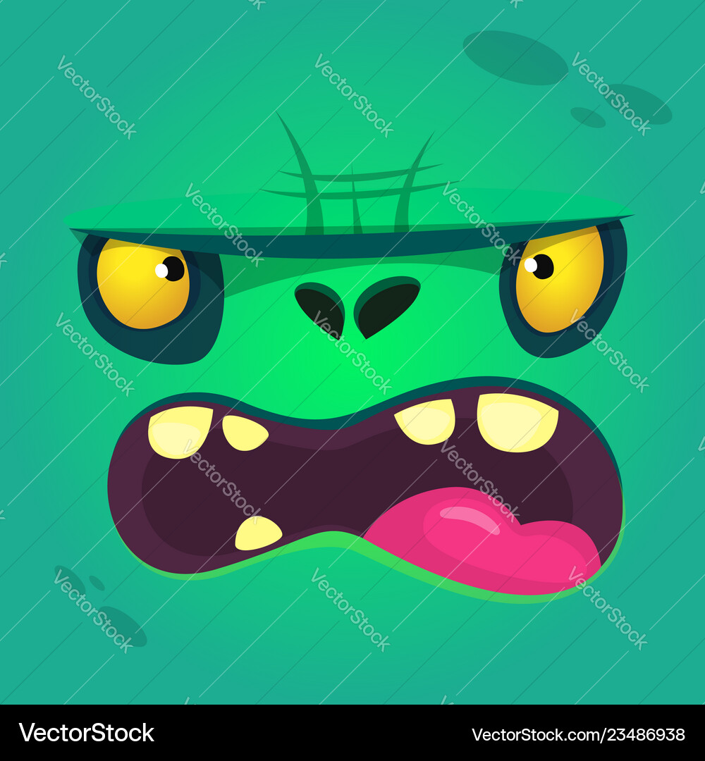 Cartoon angry zombie face Royalty Free Vector Image