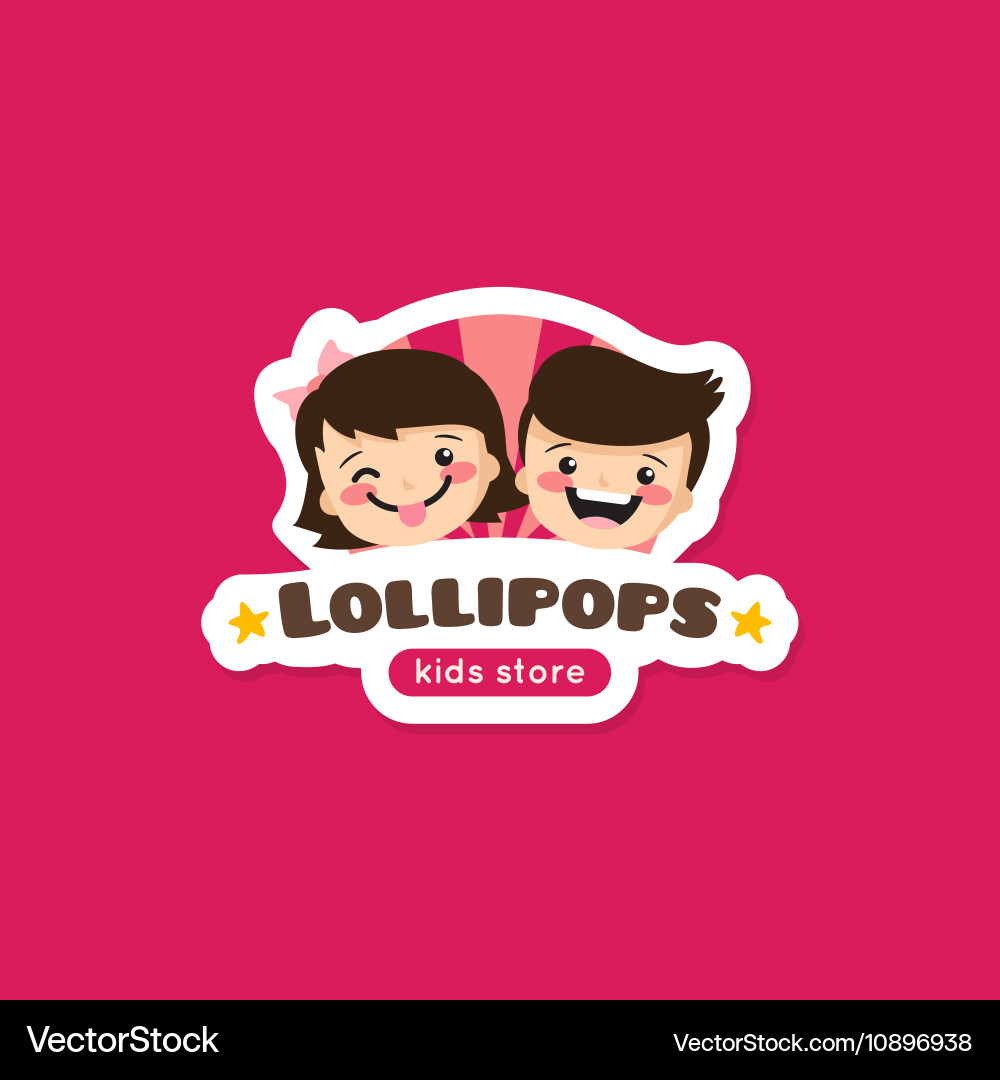 Cartoon lollipops store logo Royalty Free Vector Image