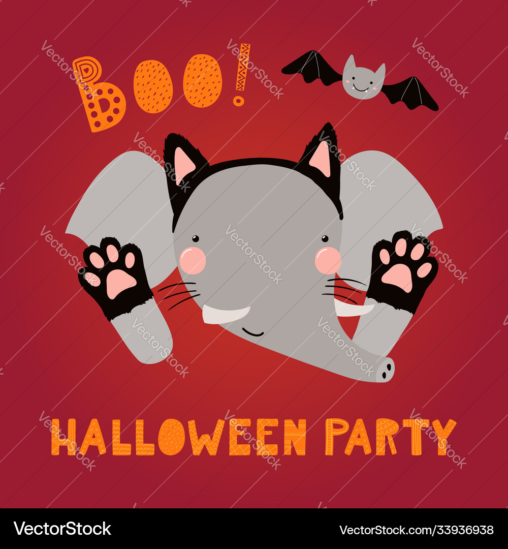 Cute elephant in halloween costume Royalty Free Vector Image