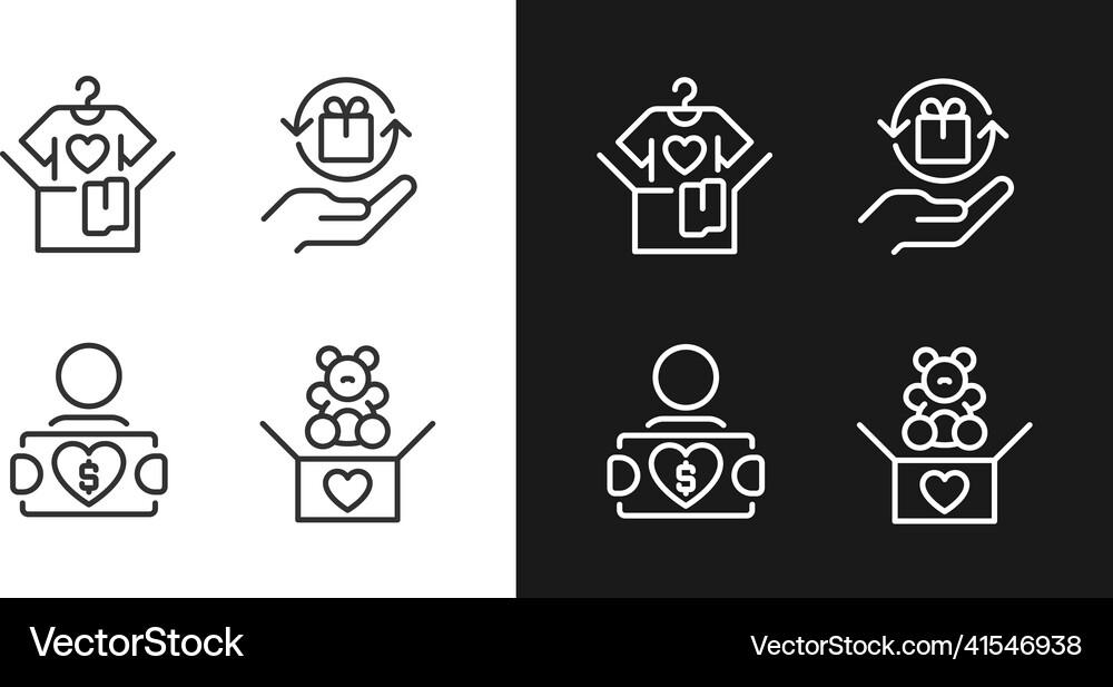 Donating used goods pixel perfect linear icons Vector Image