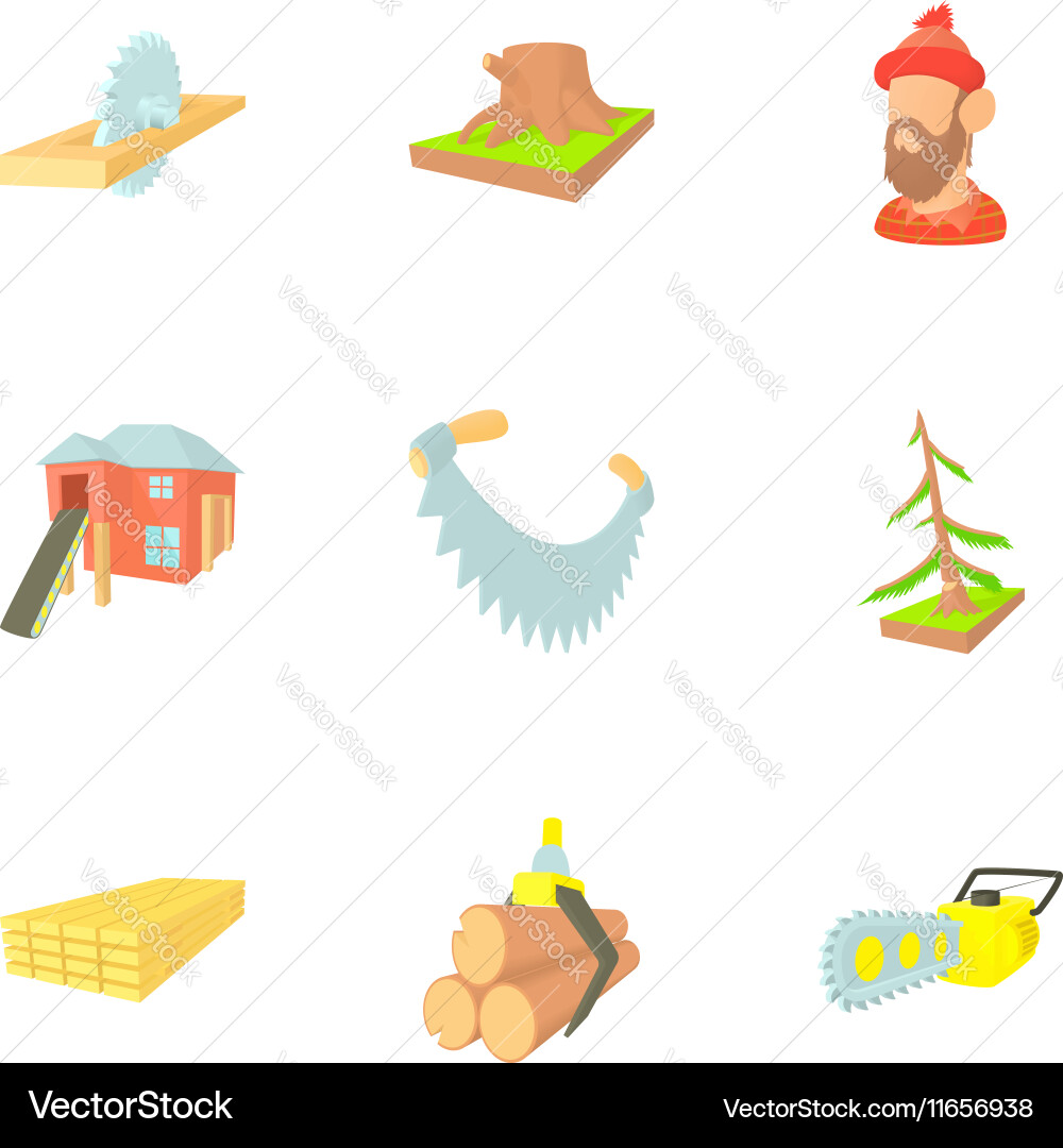 Felling icons set cartoon style Royalty Free Vector Image