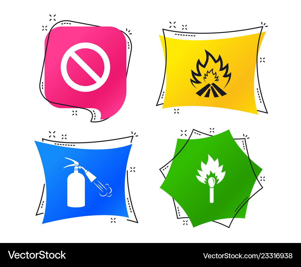 Fire flame icons prohibition stop symbol Vector Image