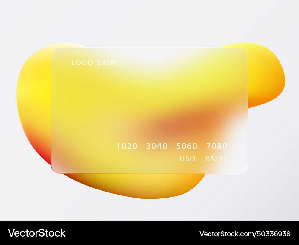 Glass morphism credit card template plastic Vector Image