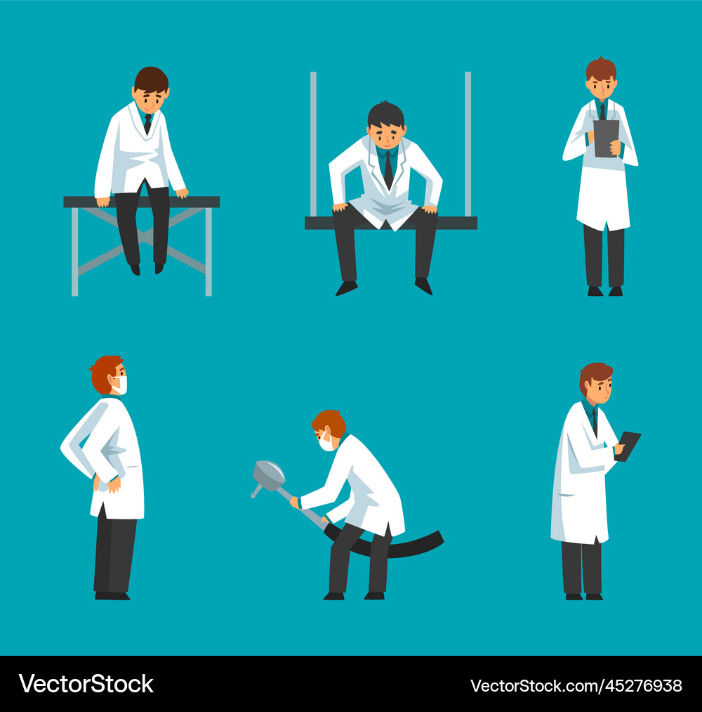 Male doctors characters set doctors in uniform Vector Image