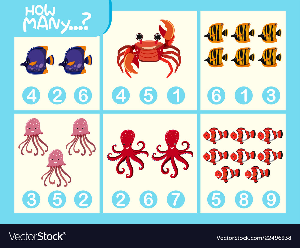 Matching picture number worksheet Royalty Free Vector Image