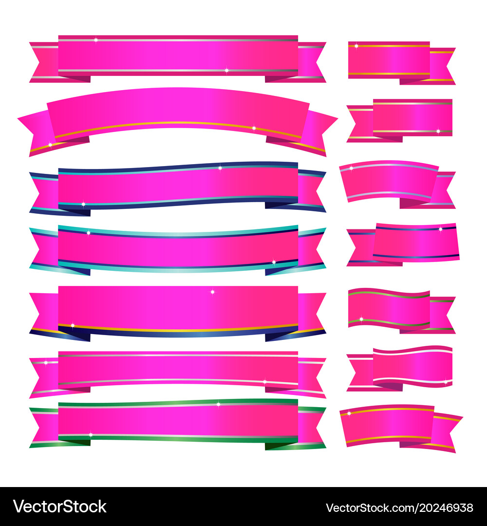 Pink ribbons banner on white background Royalty Free Vector