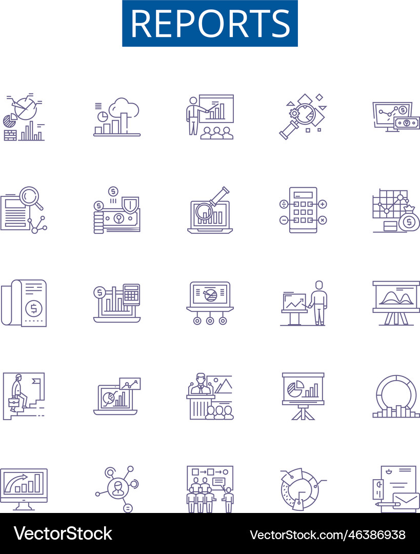 Reports line icons signs set design collection Vector Image