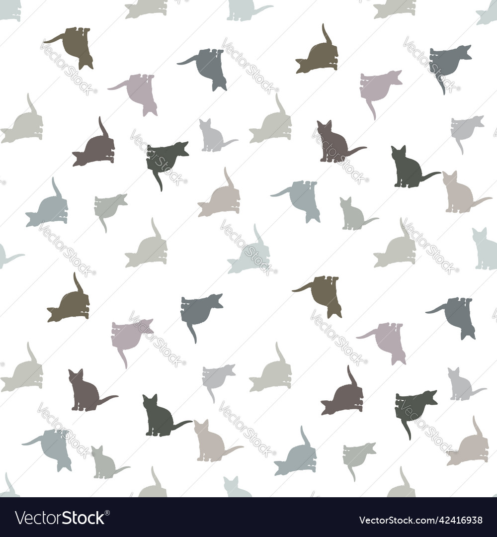 Seamless pattern with pastel gray cats on white Vector Image