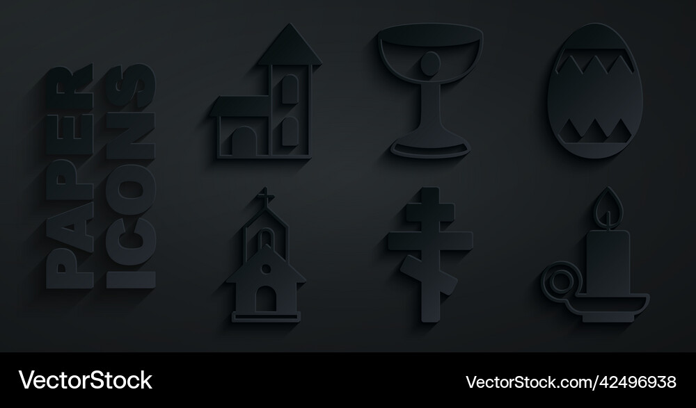Set christian cross easter egg church building Vector Image