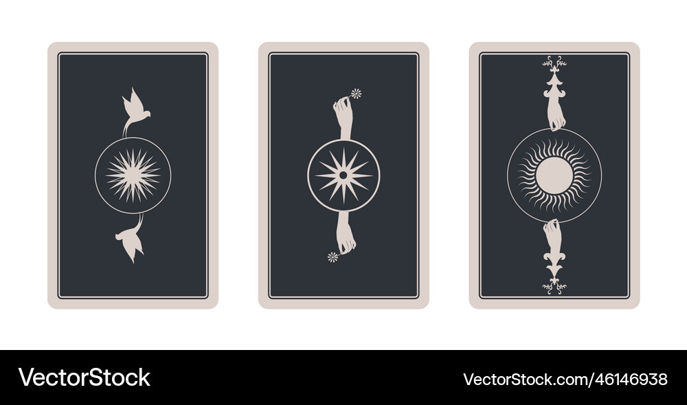 Set of playing cards backs with esoteric designs Vector Image