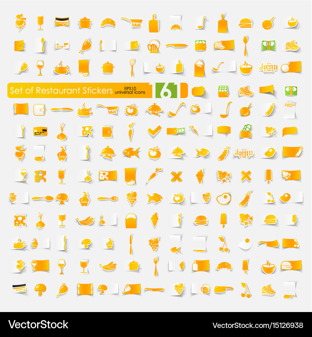 Set of restaurant stickers Royalty Free Vector Image