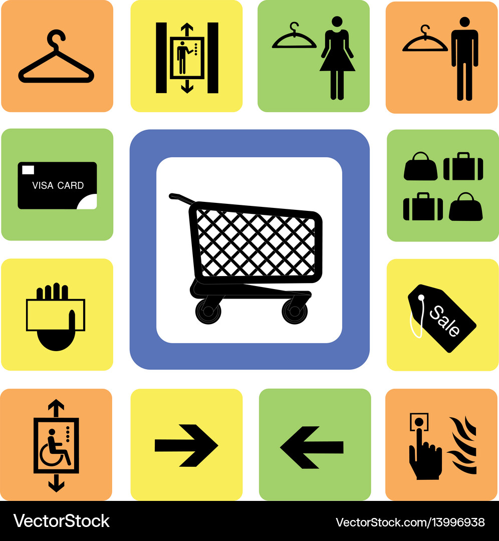 Shopping mall icons set 2 Royalty Free Vector Image